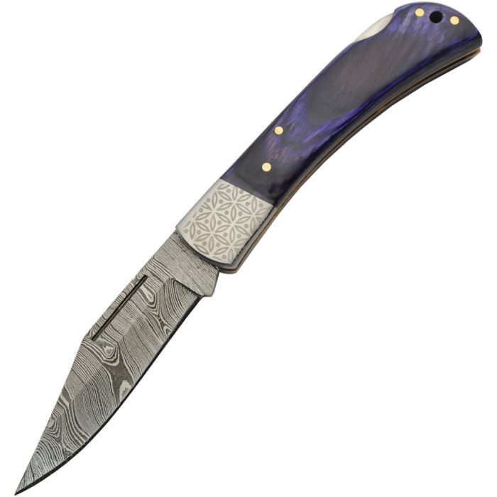 1310 Damascus Opal Blue Lockback Knives - Pocket Knives at GunBroker ...